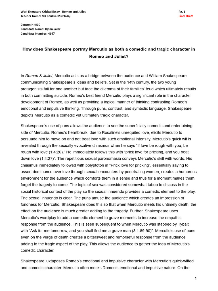 Romeo and Juliet Essay | PDF