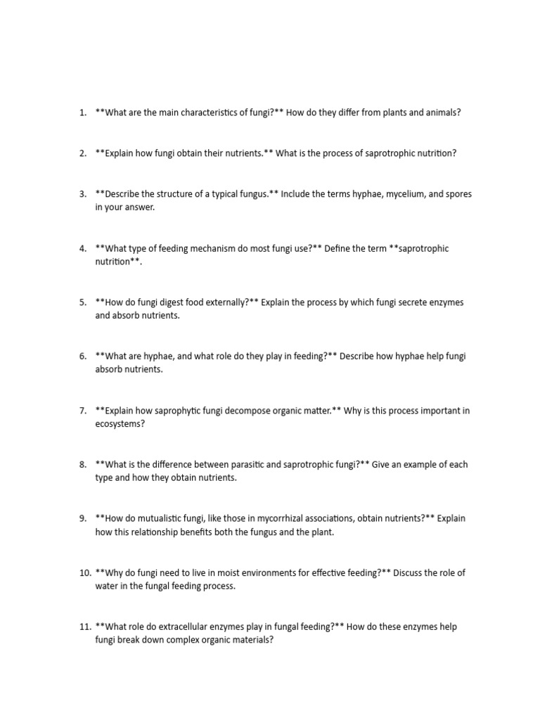 Fungi Worksheet | PDF