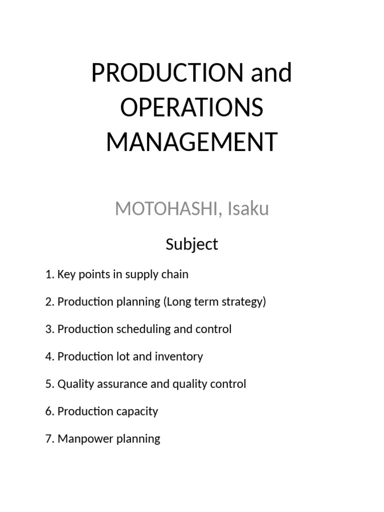 PRODUCTION and OPERATIONS MANAGEMENT | PDF