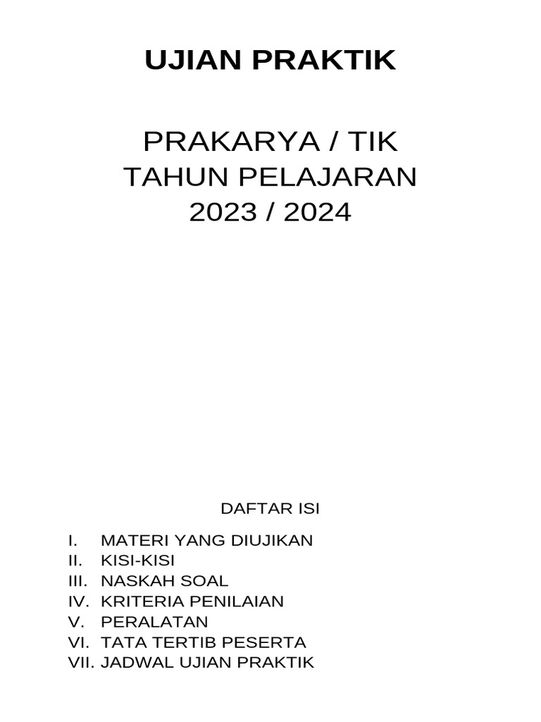1 Proposal Ujian Praktik Prakarya - Tik Kelas 9 | PDF