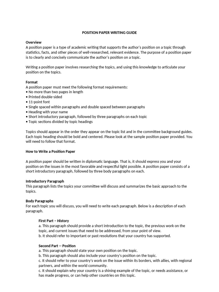 POSITION PAPER WRITING GUIDE | PDF
