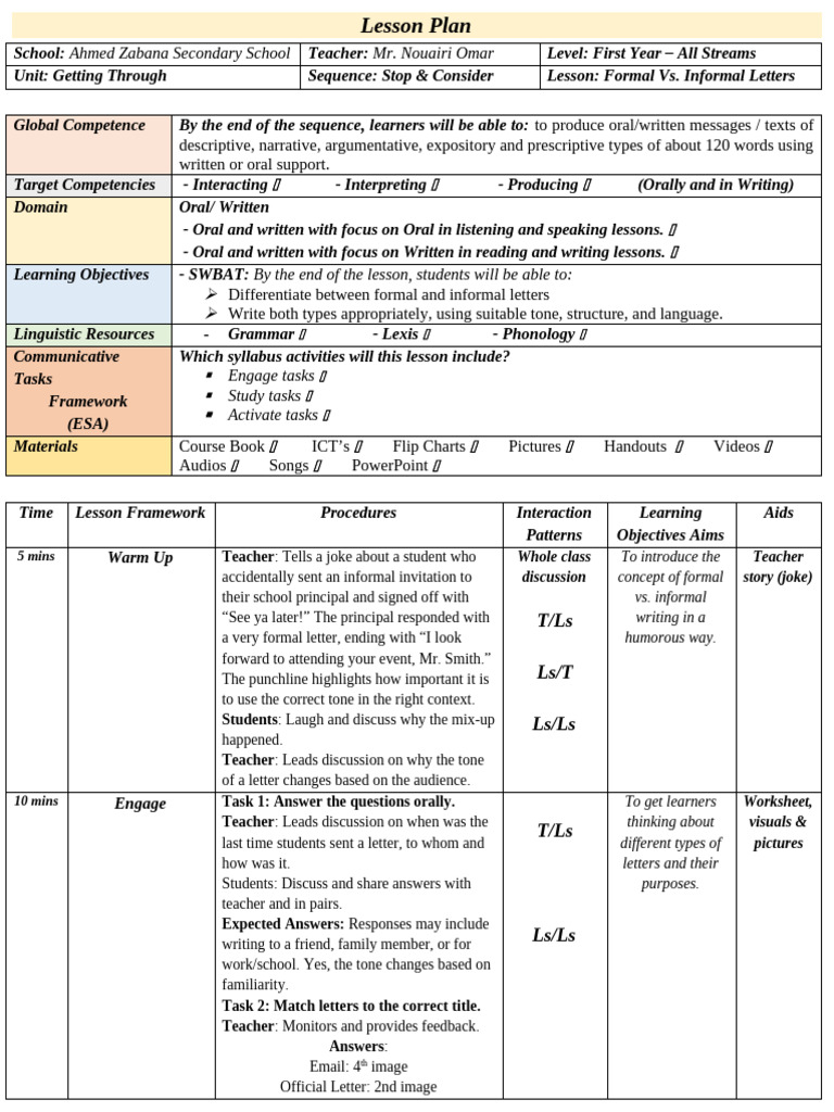Formal vs. Informal Letters | PDF | Communication | Educational Technology