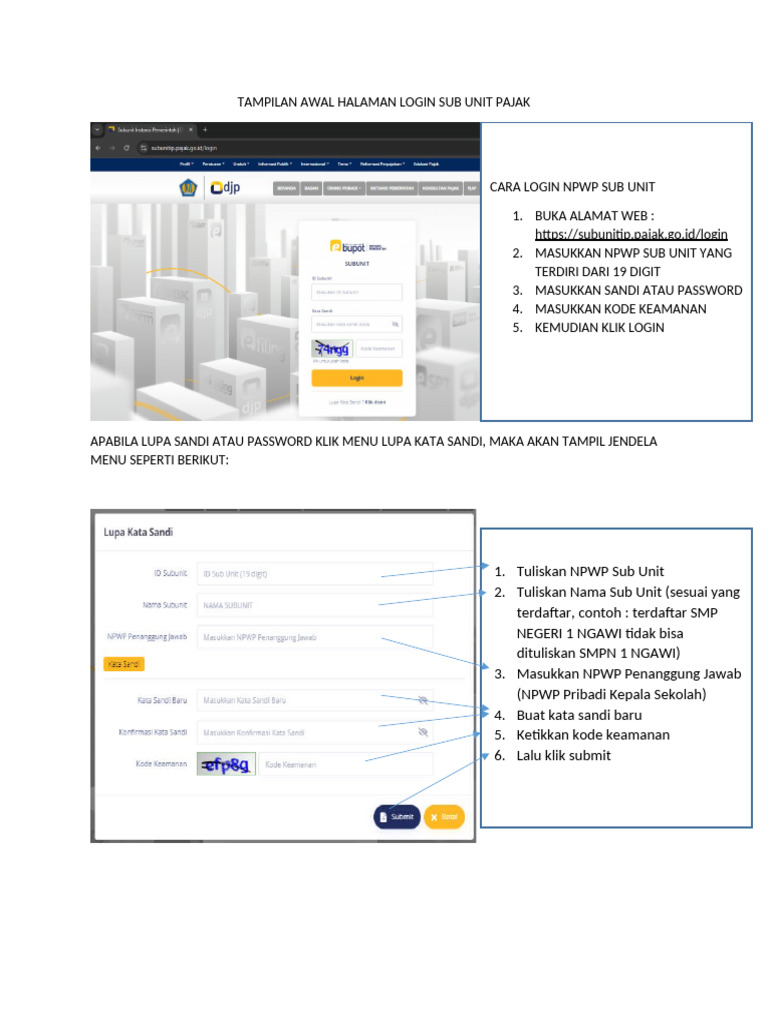 Lupa Sandi NPWP Sub Unit | PDF