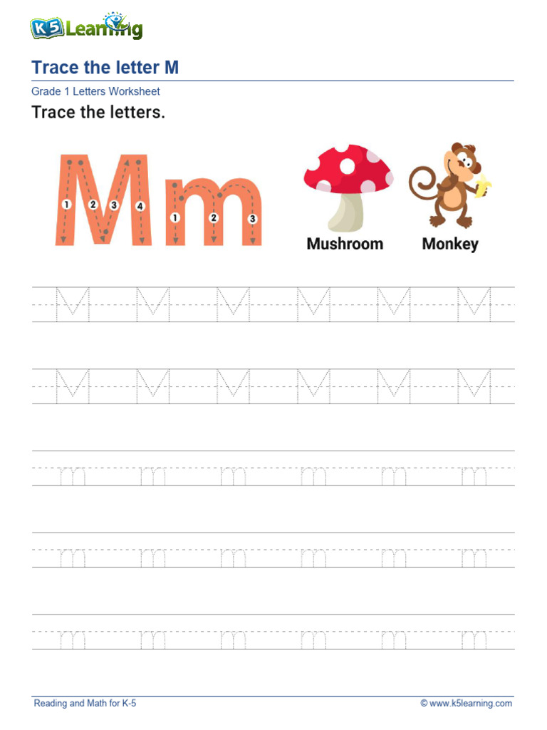 grade-1-trace-letter-m | PDF