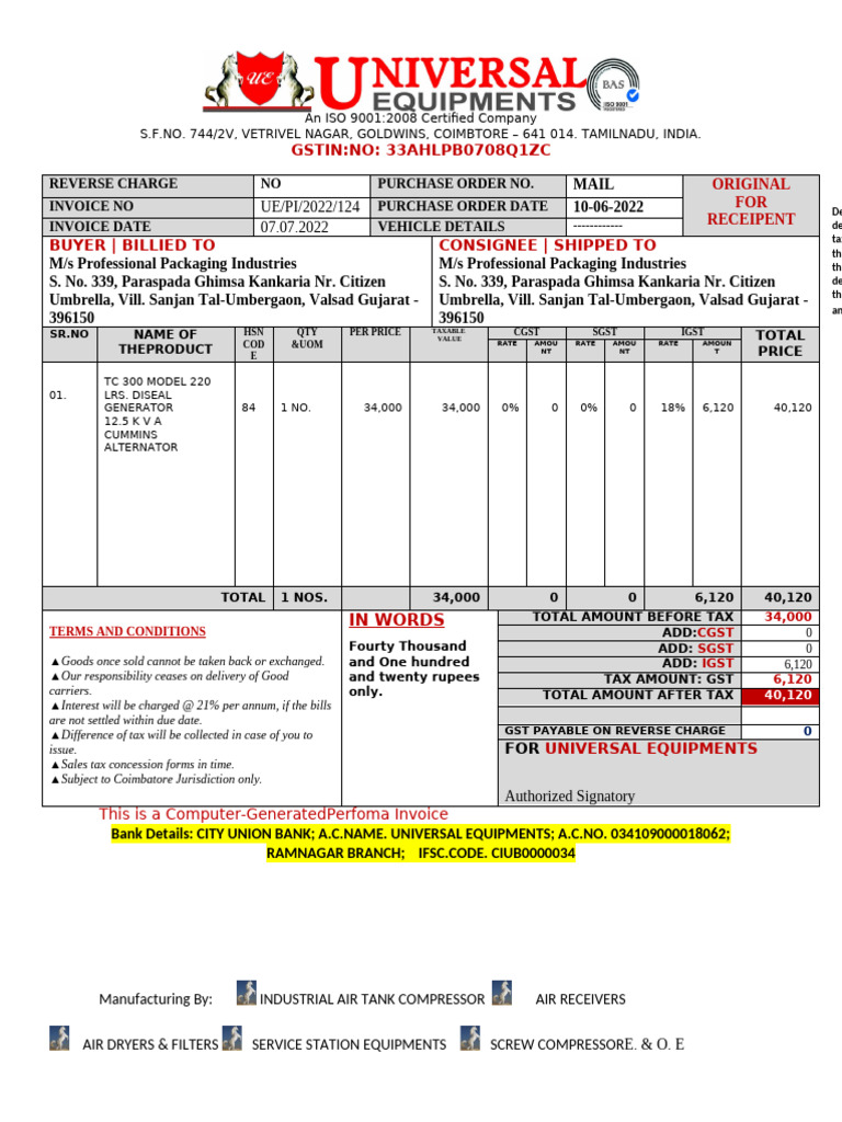Generator Bill | PDF