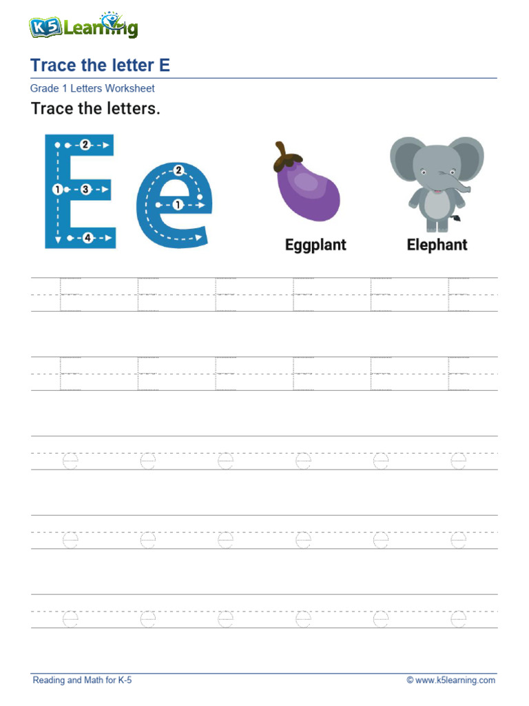 grade-1-trace-letter-e | PDF