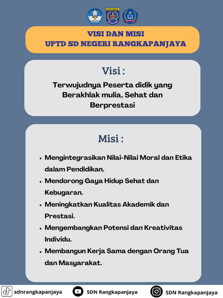 Visi Dan Misi SD Negeri Rangkapanjaya | PDF