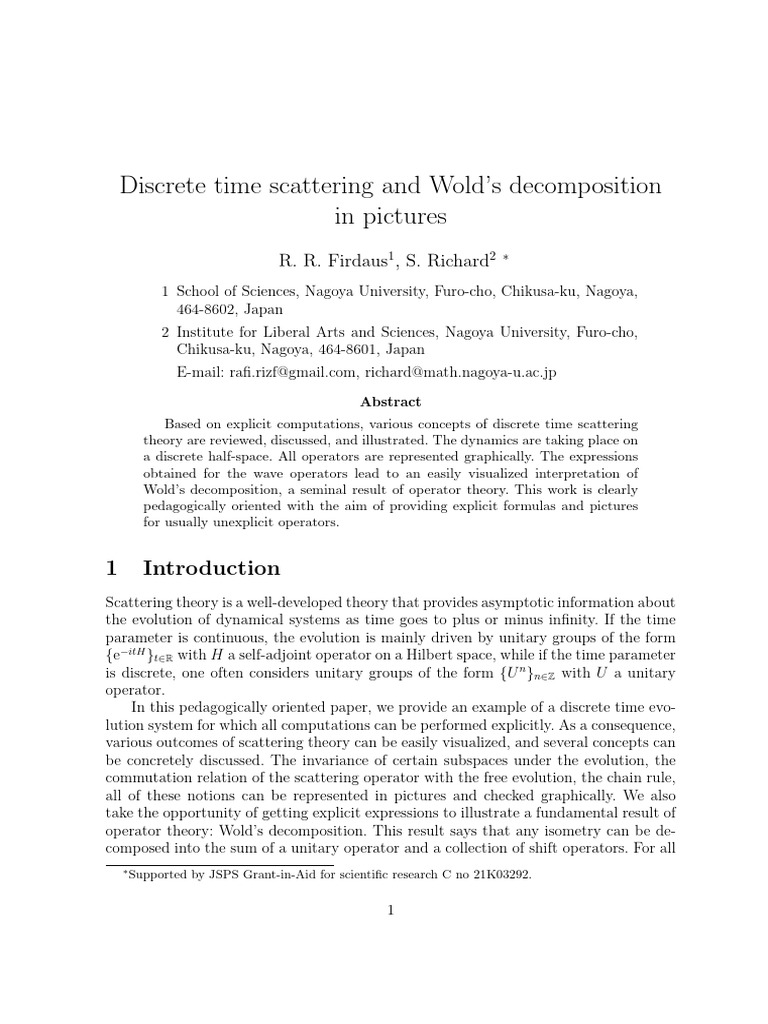 Discrete Time Scattering and Wold's Decomposition | PDF | Hilbert Space | Science & Mathematics