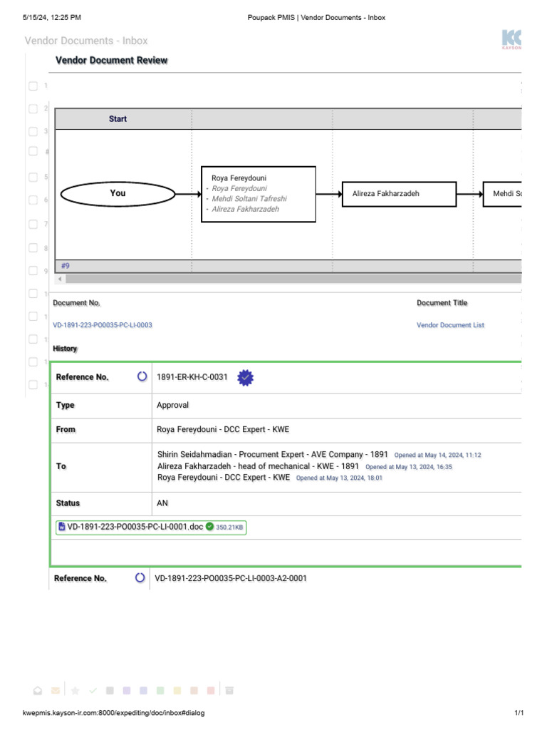 Poupack PMIS - Vendor Documents - Inbox | PDF