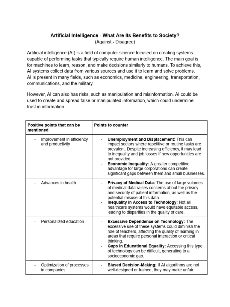 AI's Societal Benefits and Risks Explained | PDF | Artificial ...