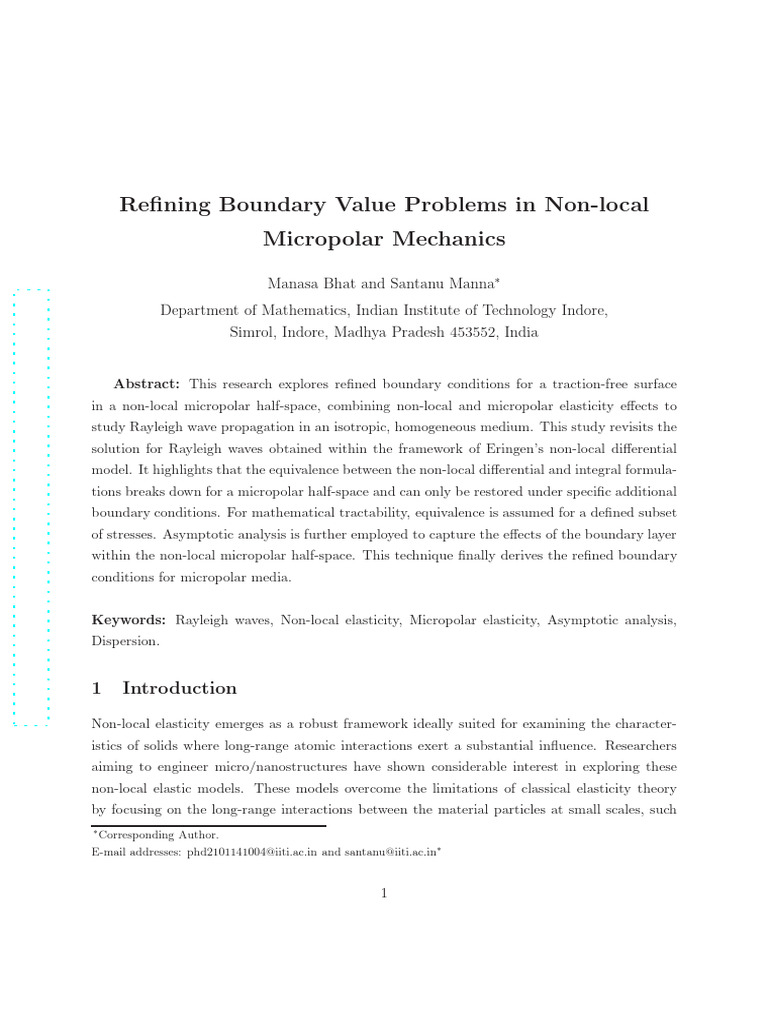 Refining Boundary Value Problems in Non-Local | PDF | Elasticity (Physics) | Stress (Mechanics)