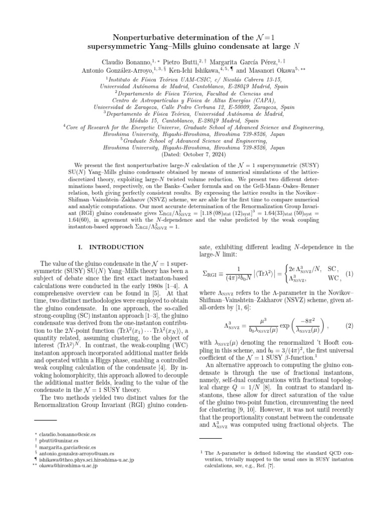 Nonperturbative Determination of The N 1 | PDF | Quantum Chromodynamics | Science & Mathematics