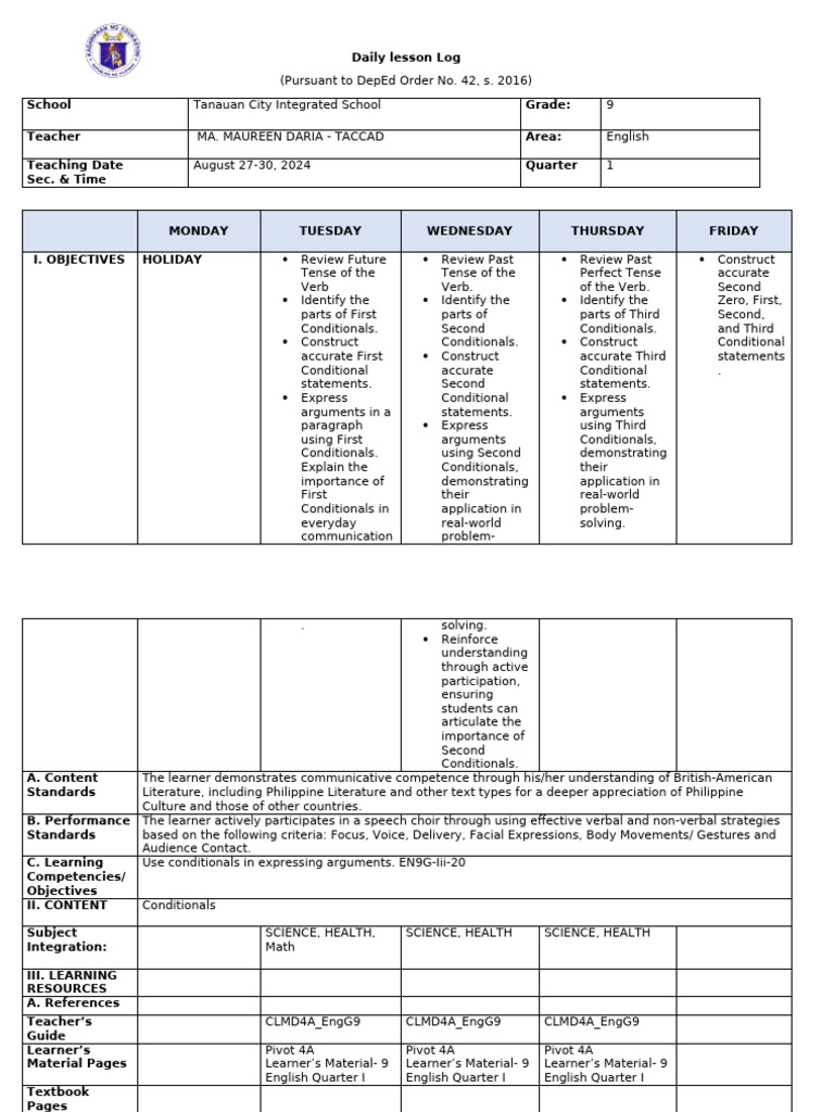 Daria-Taccad DLL Melc2 Week3-Part 3 Conditionals | PDF | Learning ... Daria-Taccad DLL Melc2 Week3-Part 3 Conditionals | PDF | Learning ...