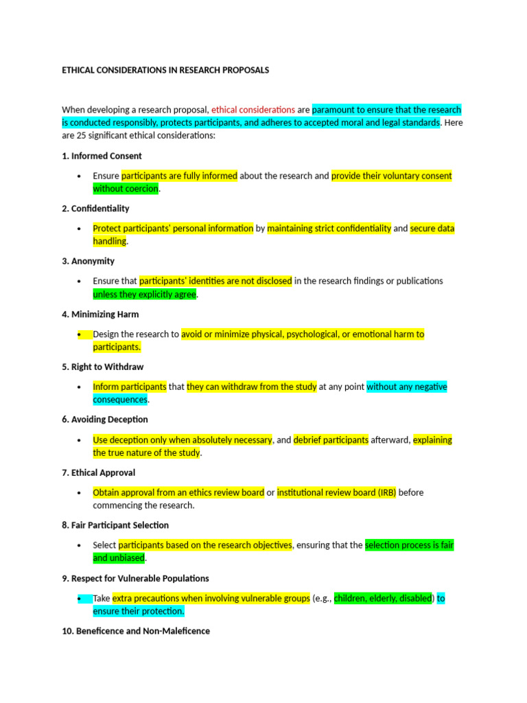 Ethical Considerations in Research Proposals | PDF