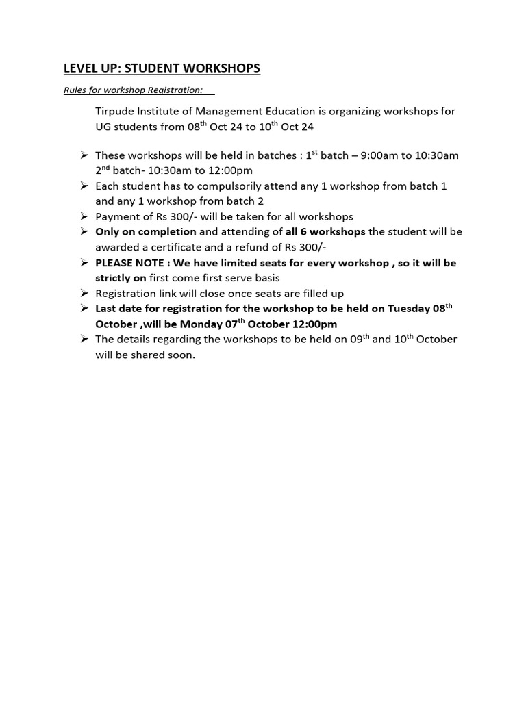 Workshop Rules | PDF | Travel | Home & Garden