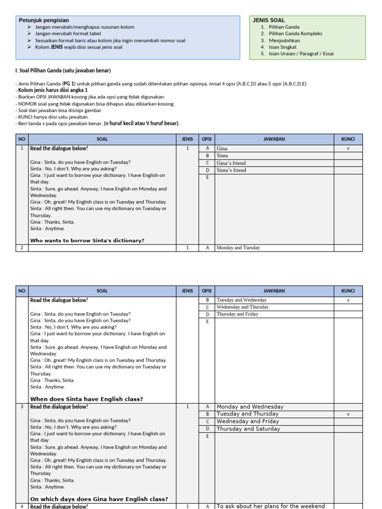 soal mid bing genap 2024 | PDF