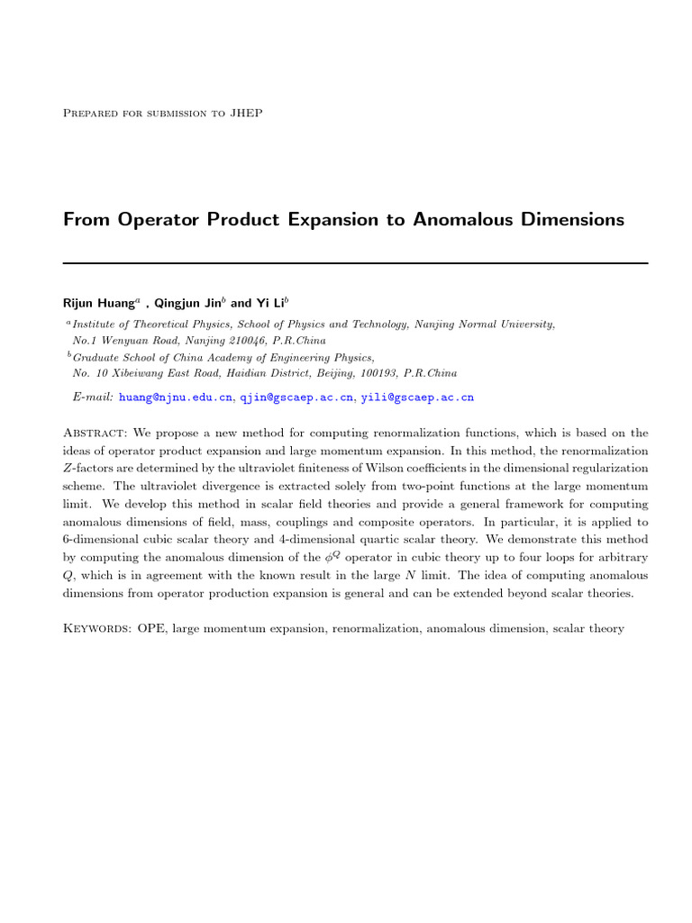 From Operator Product Expansion To Anomalous Dimensions | PDF | Quantum Chromodynamics | Science ...