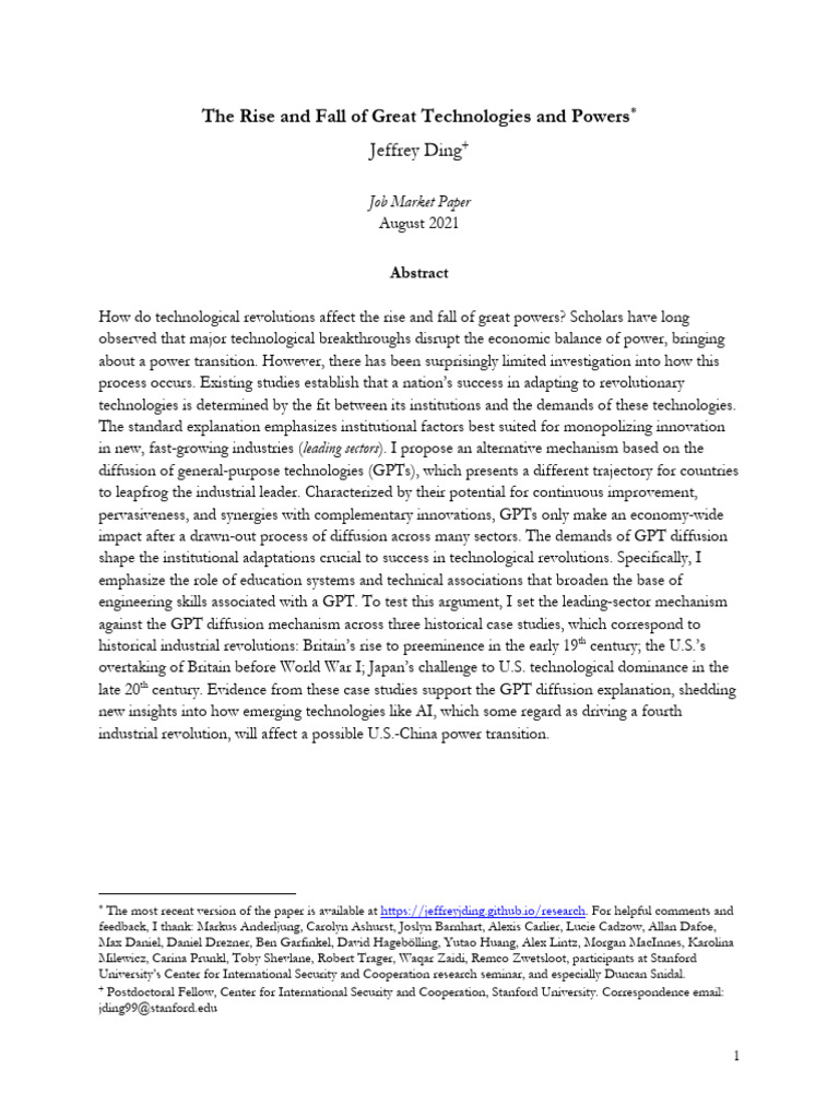 Rise and Fall of Great Powers Job Market Paper 9.5.21 | PDF ...