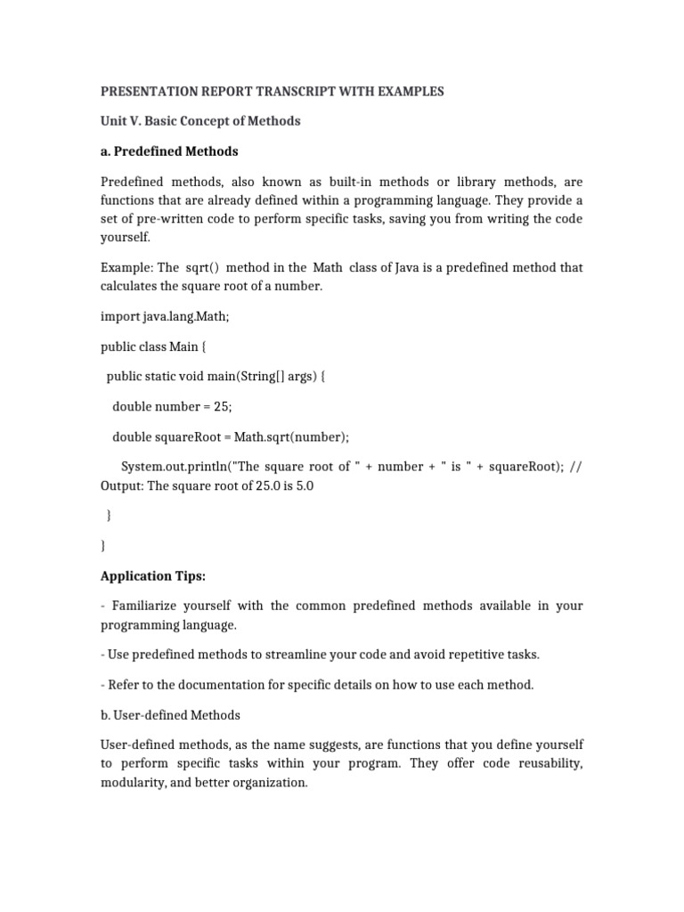 Comprehensive Report Methods in Programming | PDF