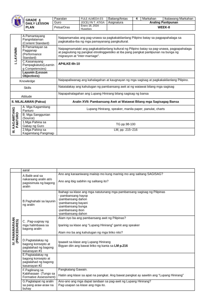 AP Lesson Exemplar q2 Co2 | PDF