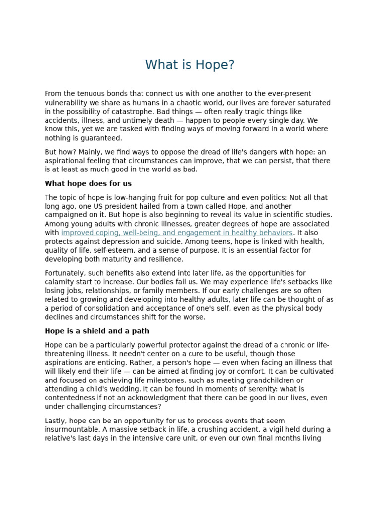 What Is Hope | PDF | Hope | Self-Improvement