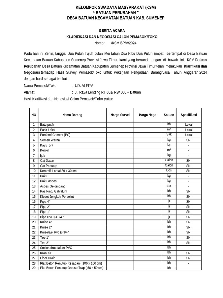 [revisi] 4. Klarifikasi Toko dan SPK Toko Batuan 2024 | PDF