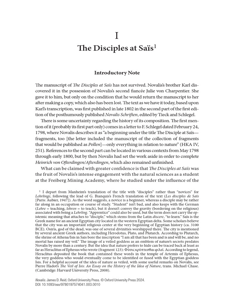 Novalis - Disciples at Sais | PDF