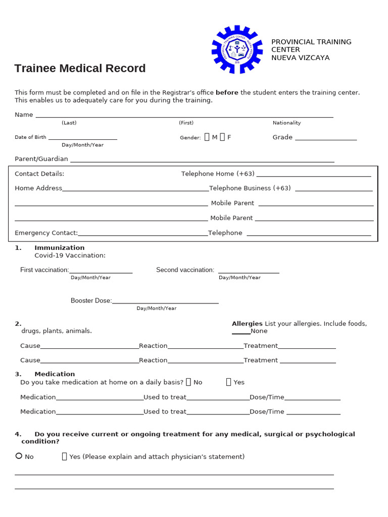 PTC NV Med Form | PDF
