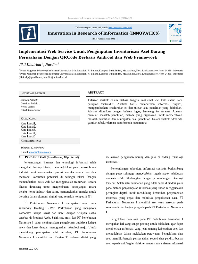 Innovatics Paper Template (Indonesia) | PDF