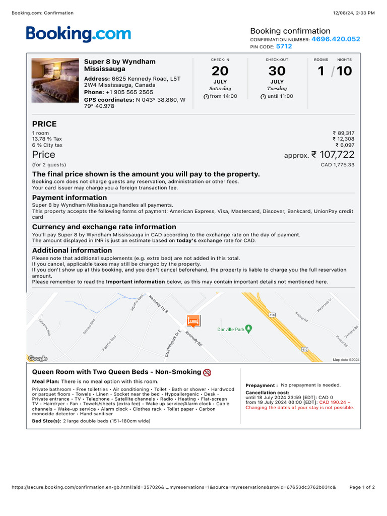 Booking.com: Confirmation | PDF