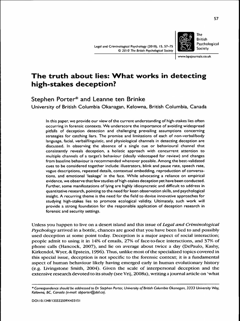 Truth About Lies | PDF