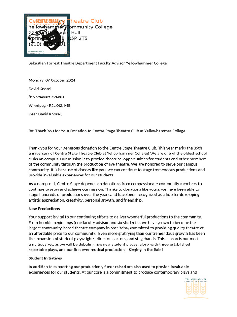 Donor Letter Finished | PDF