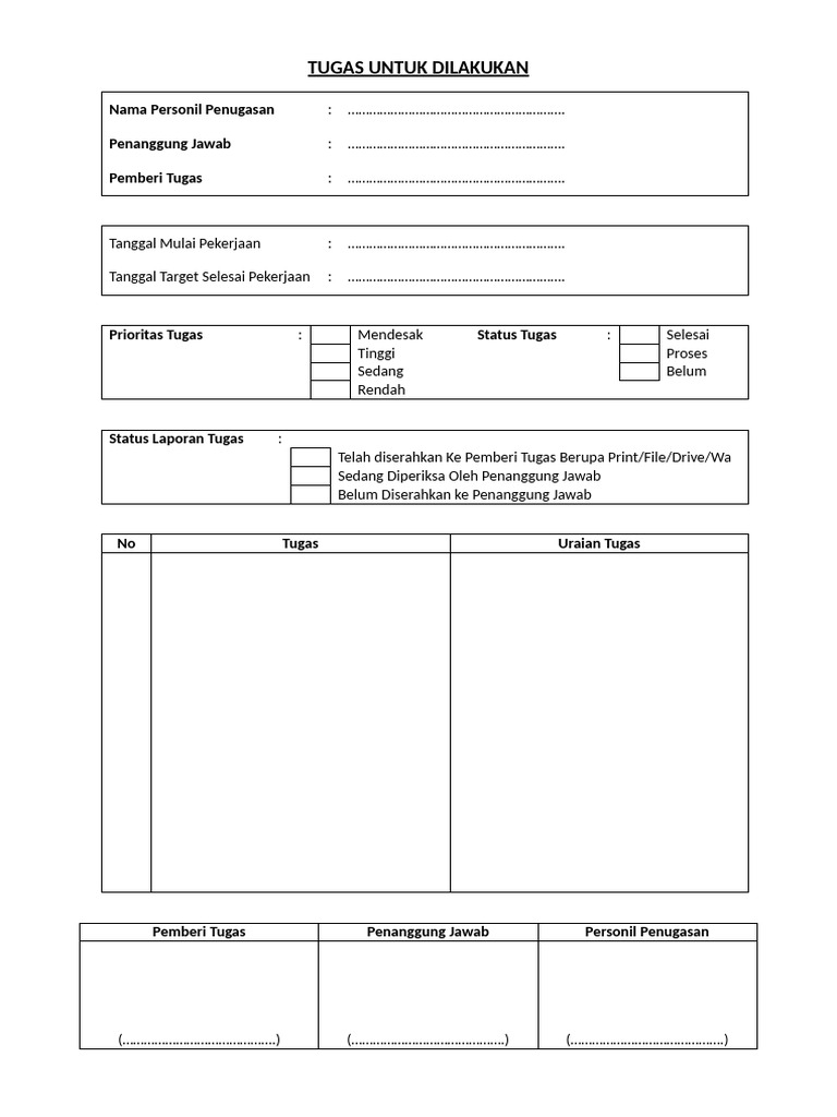 Form Tugas | PDF