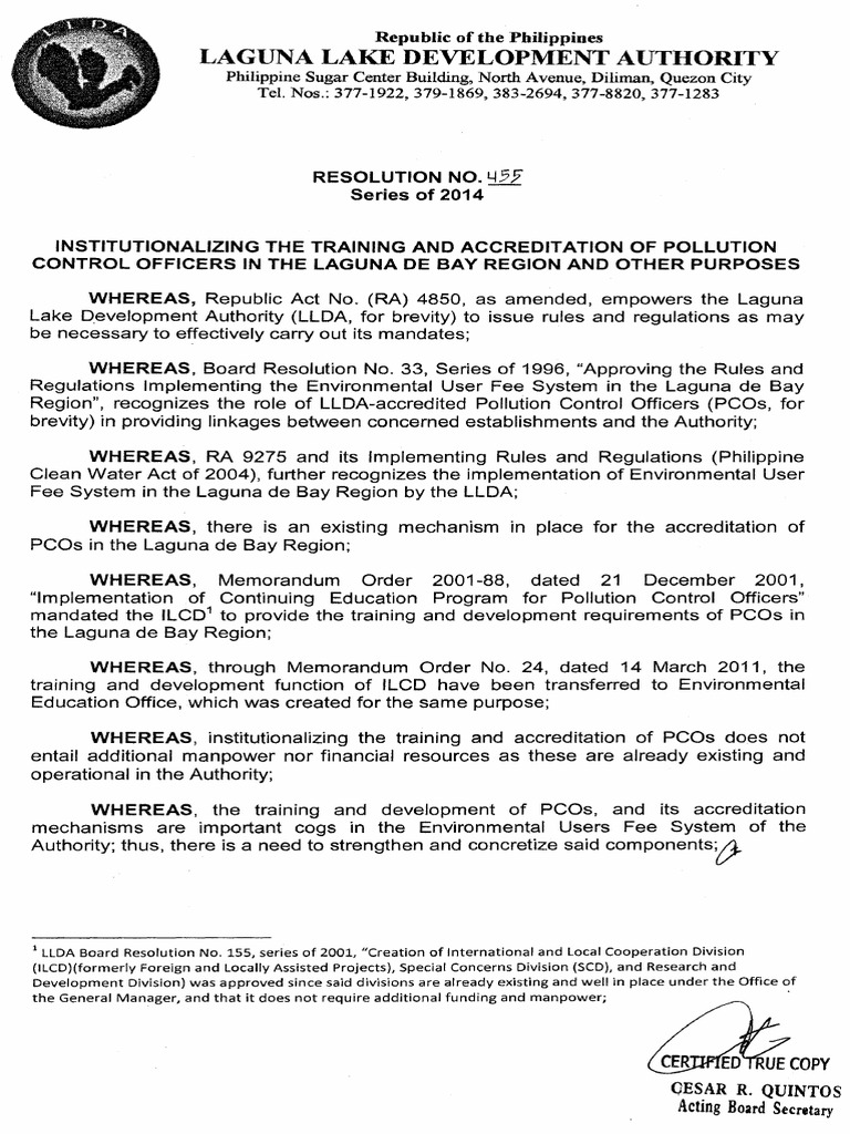 LLDA BR 2014 455 Institutionalizing Training and Accreditation of LLDA ...