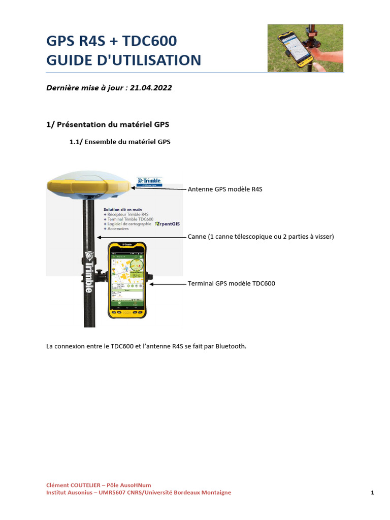 Notice Utilisation GPS Trimble R4S Ausonius | PDF