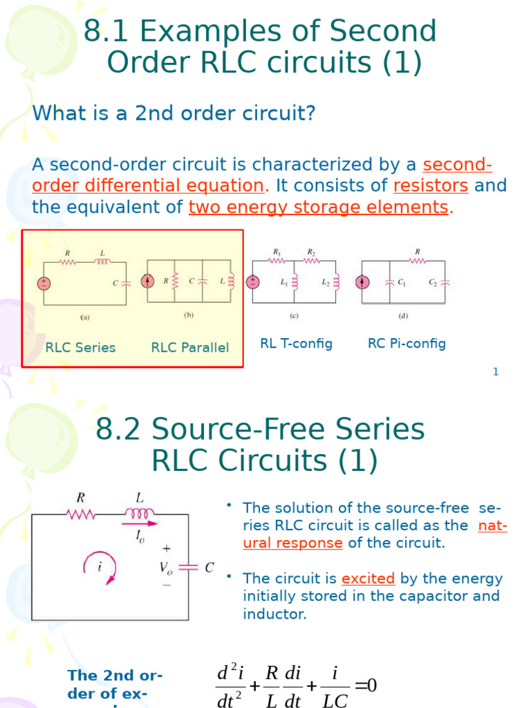 8.1 Examples of Second Order RLC Circuits (1) : What Is A 2nd Order Circuit? | PDF