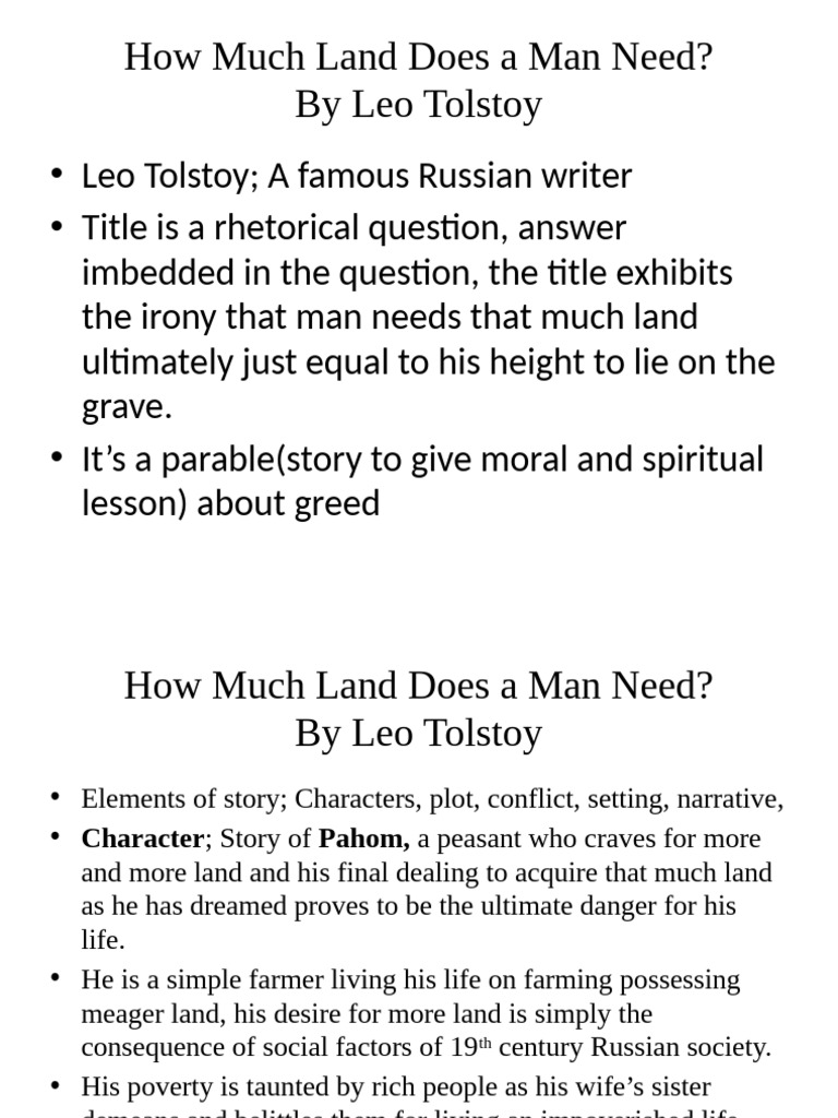 How Much Land Does A Man Need | PDF How Much Land Does A Man Need | PDF