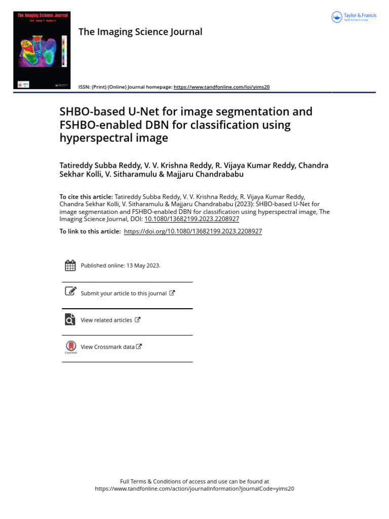 SHBO Based U Net For Image Segmentation and FSHBO Enabled DBN For Classification Using ...