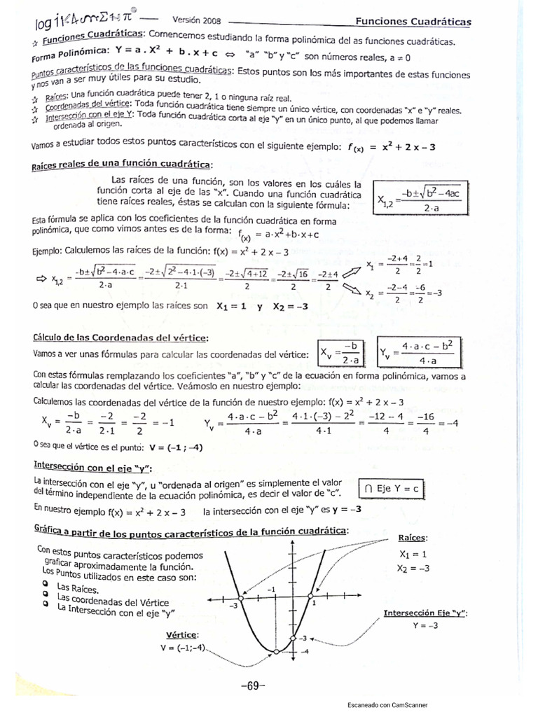 TP9 - Funci-N Cuadr-tica-Desplazamientos-Expresi-n Can-Nica - Factorizada y Polin-Mica | PDF