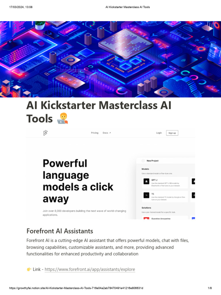 AI Kickstarter Masterclass AI Tools | PDF