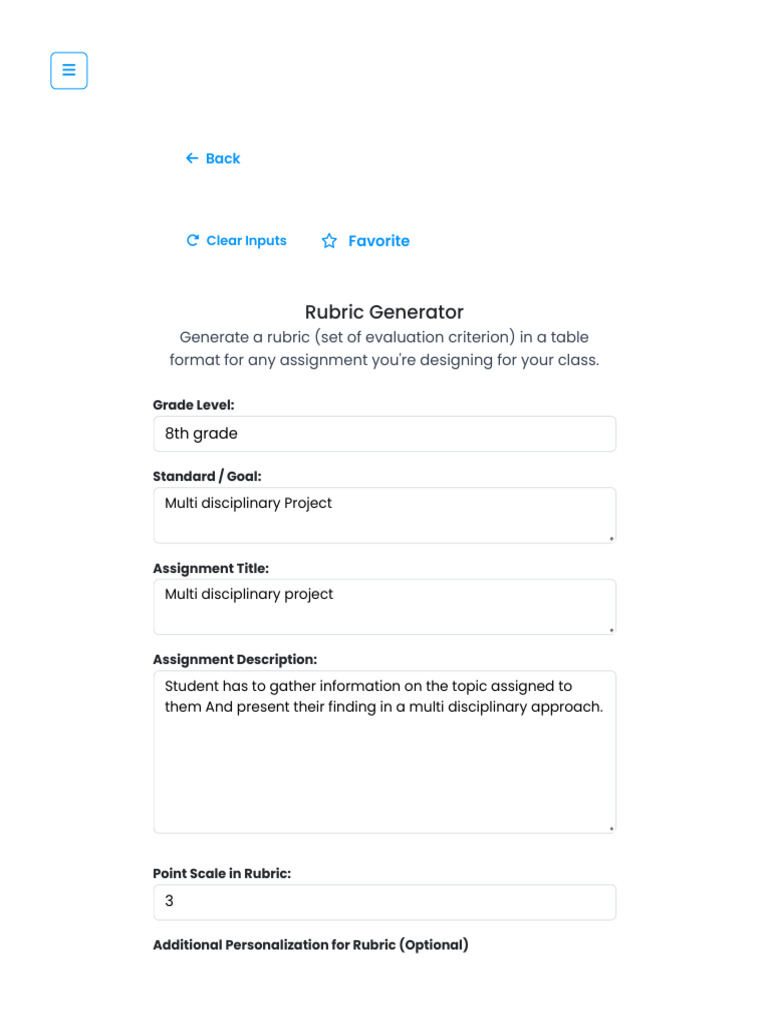 Custom Rubrics with TeachEasy AI's Generator (1) | PDF
