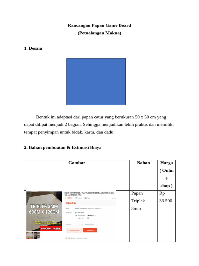 Rancangan Papan Game Board | PDF