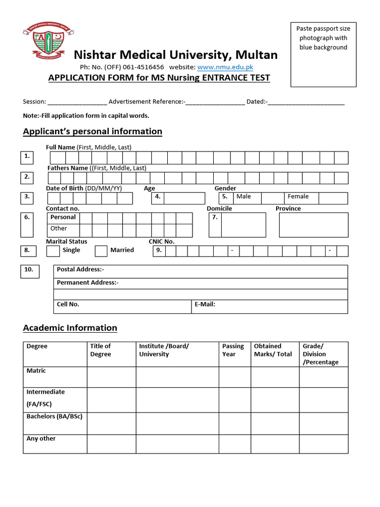 Admission Form MSN | PDF