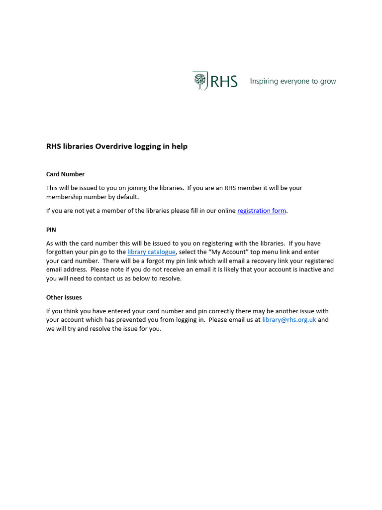 RHS Overdrive Login | PDF