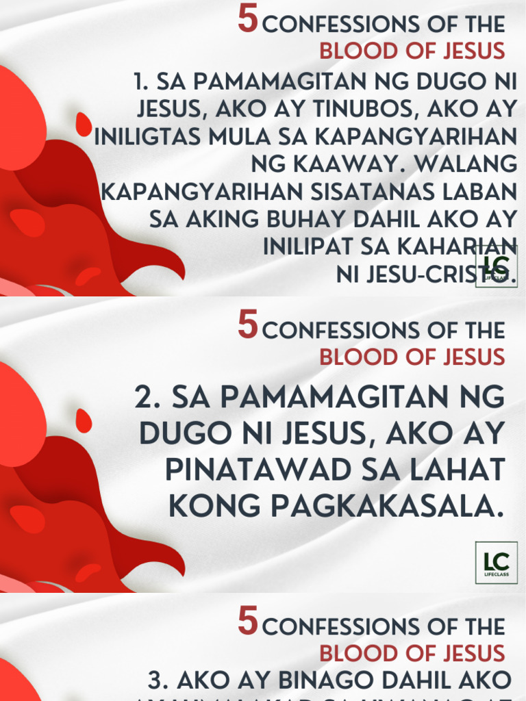 Tagalog and English 5 Confessions of The Blood of Jesus | PDF