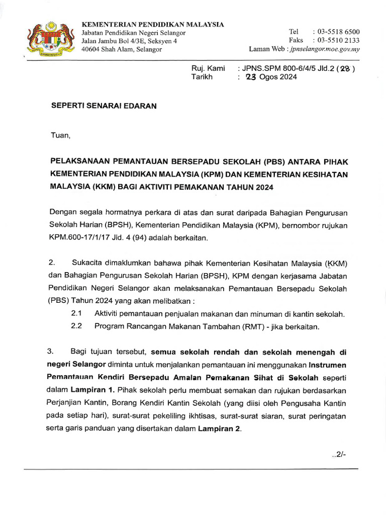 JPN - Pelaksanaan Pemantauan PBS KPM & KKM | PDF