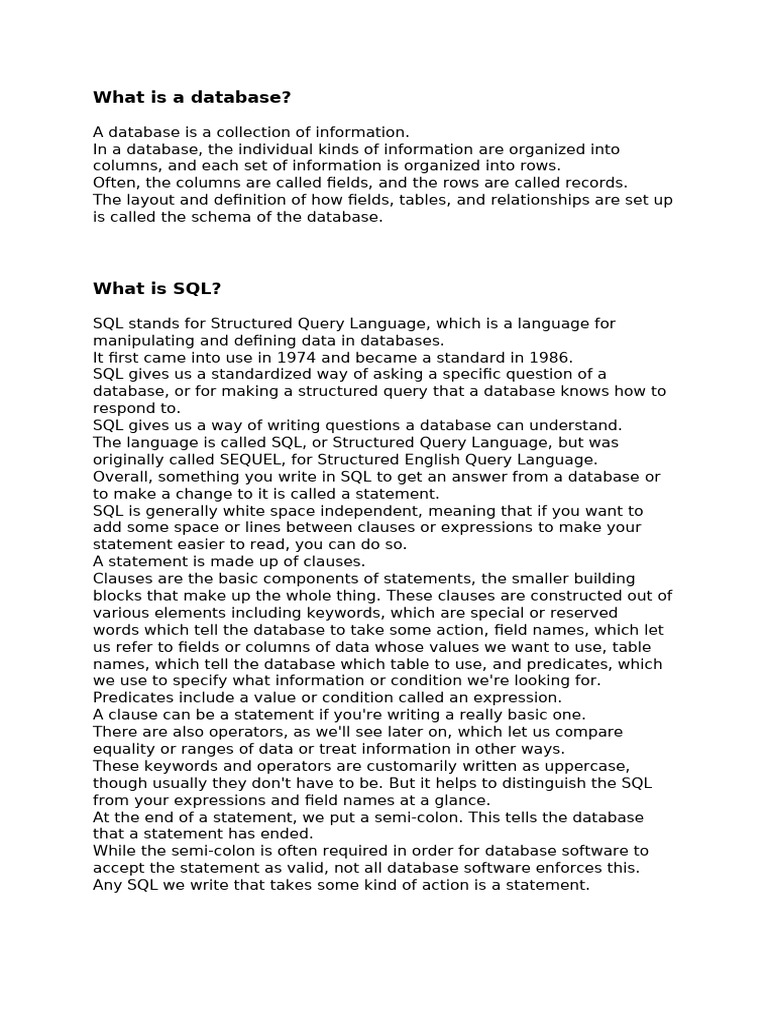 SQL - Cheat Sheet | PDF