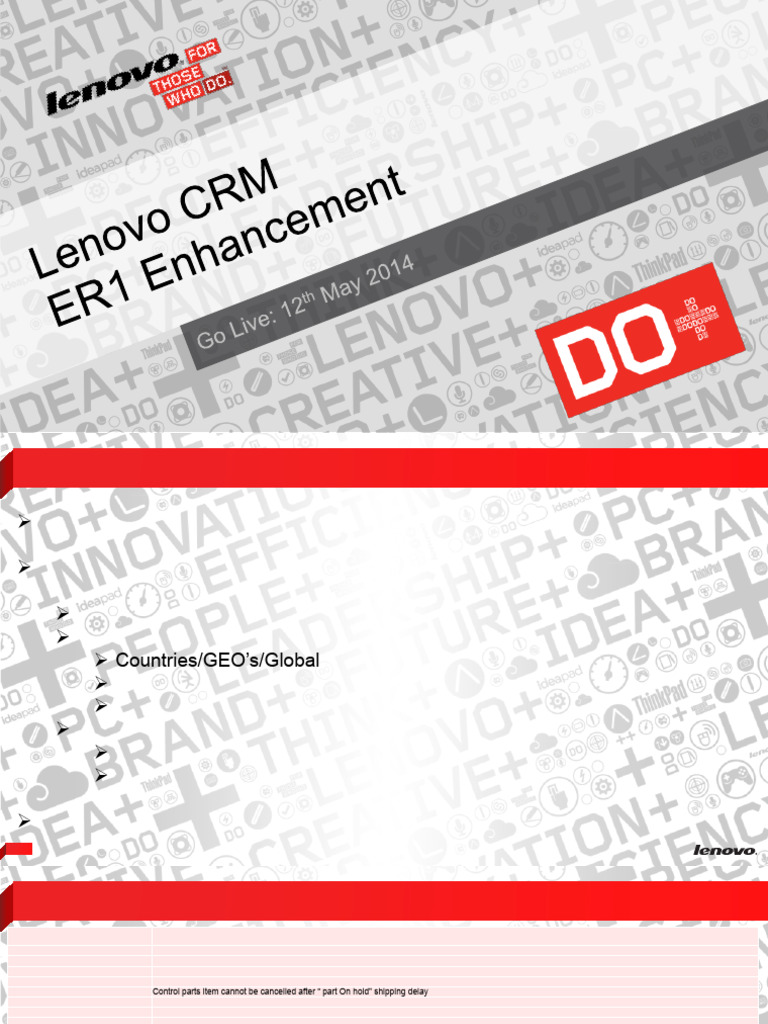 Lenovo - CRM ER1 2014 Training V3 | PDF