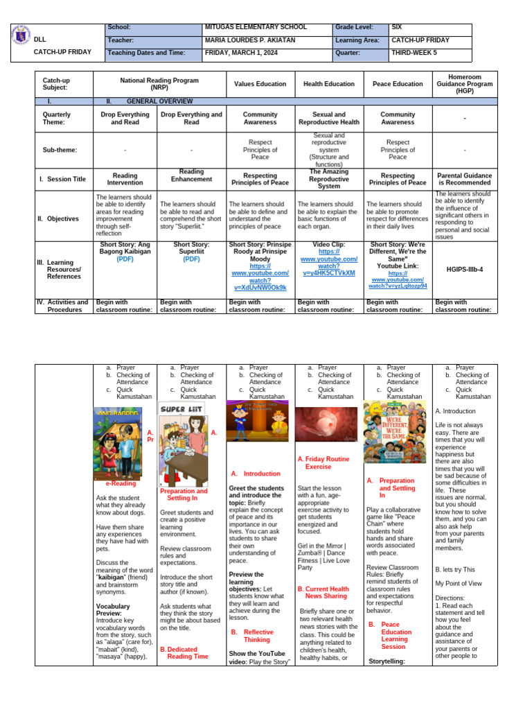 Dll-Catch-Up-Friday-Week 5 | PDF | Learning | Psychological Concepts