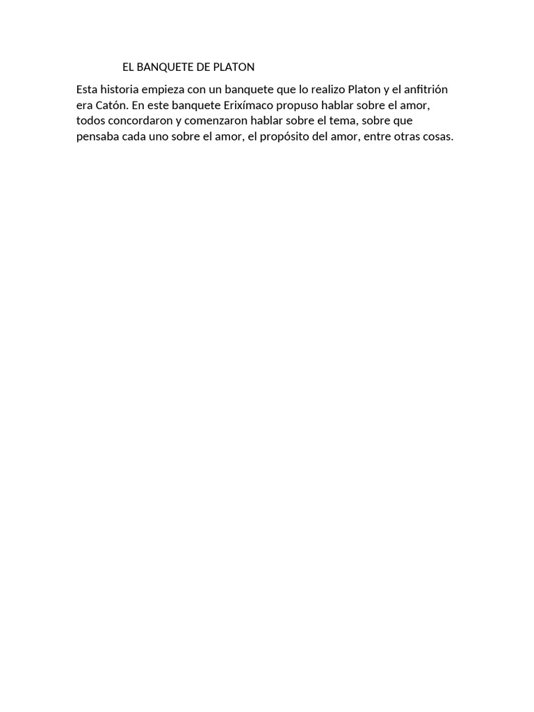 El Banquete de Platon | PDF